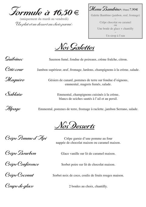 Restaurant Côté Cour : Crêperie & Saladerie à Cholet