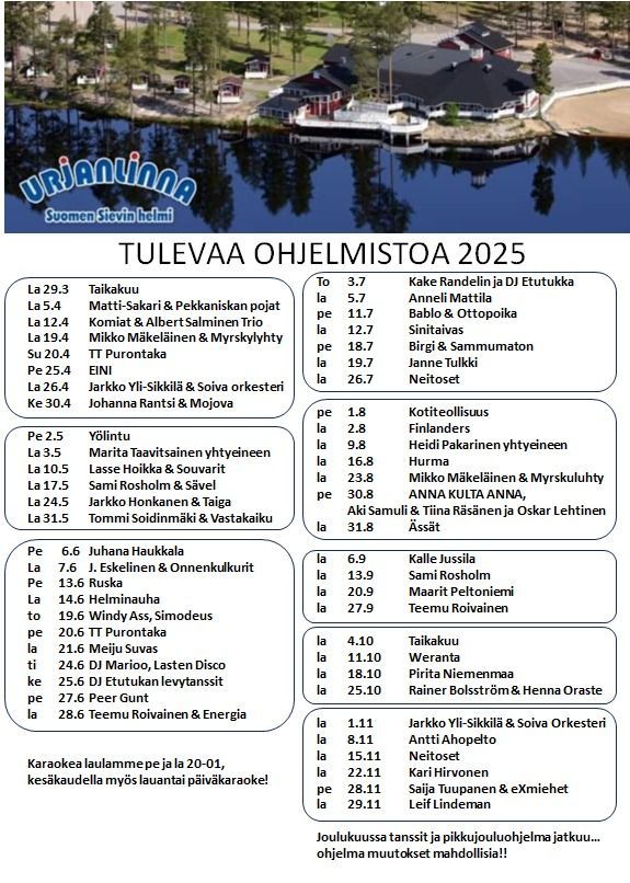 Tanssikalenteri | Ravintola Urjanlinna | Sievi