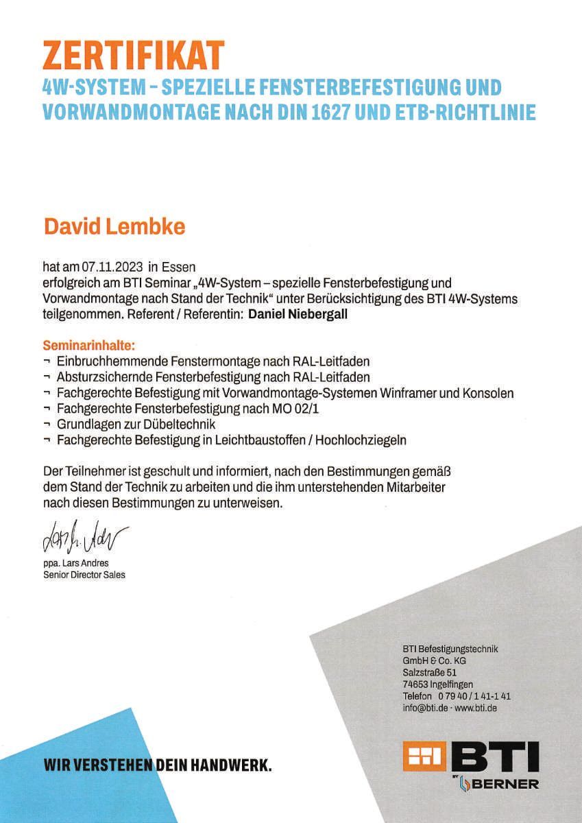 David Lembke Fenster und Türen & Reparatur | Duisburg
