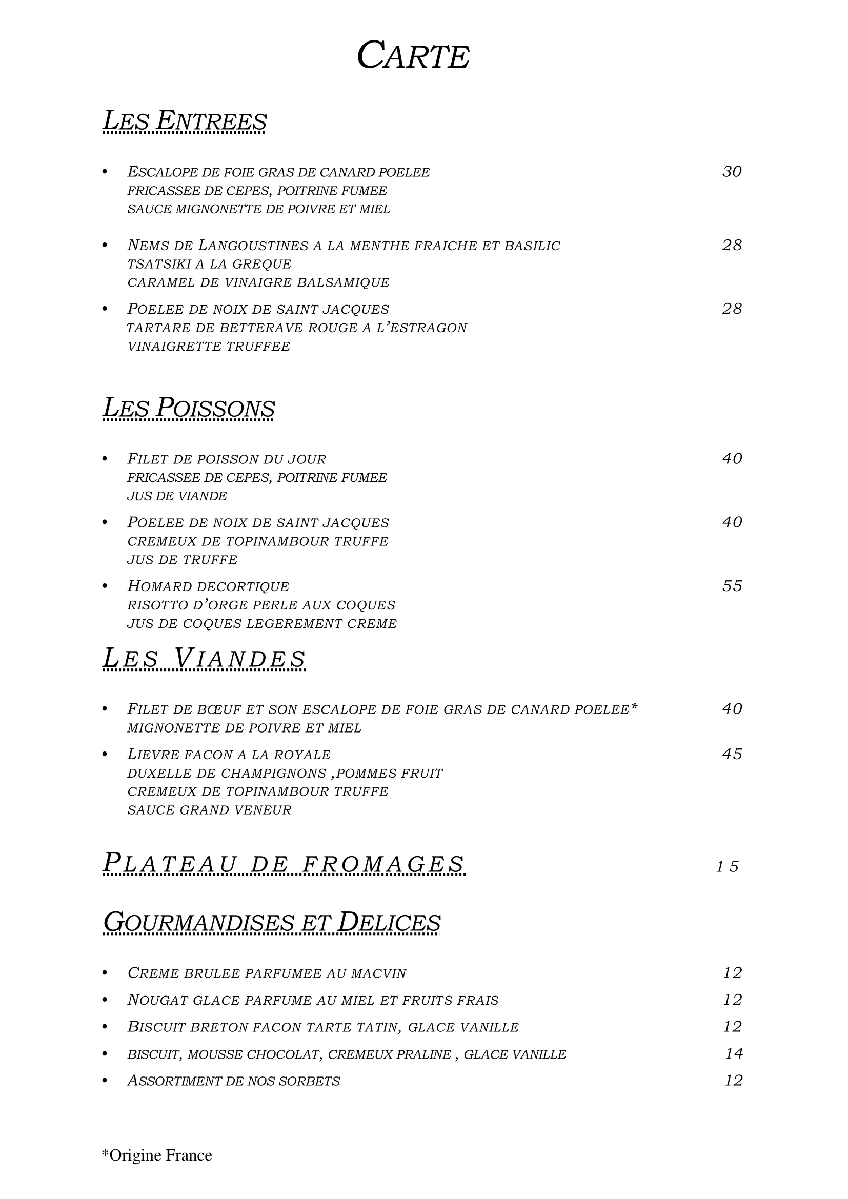 Carte et menus du restaurant Le Saint-Pierre à Besançon
