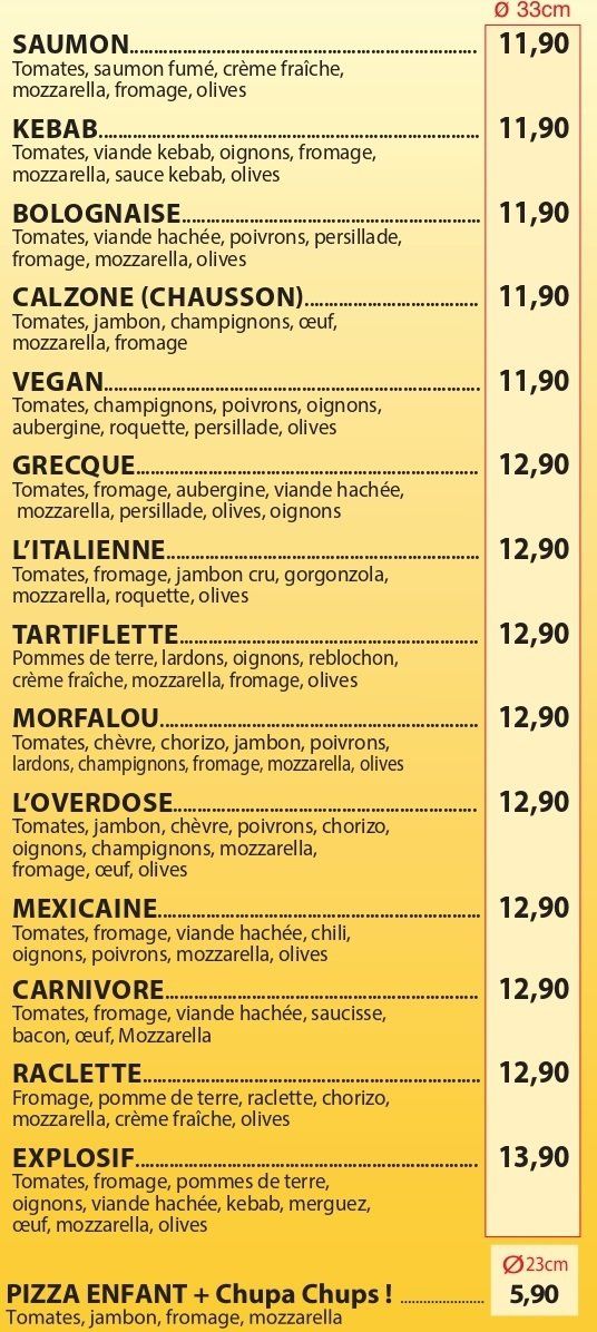 Consultez nos menus et notre carte de pizzas à Saint-Raphaël