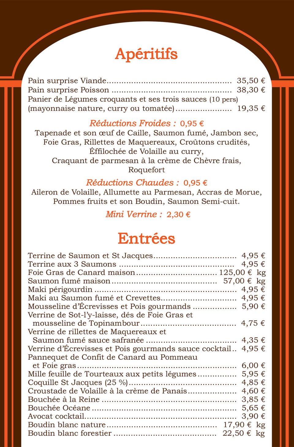 Retrouvez la carte et le menu de notre traiteur à Château-Gontier