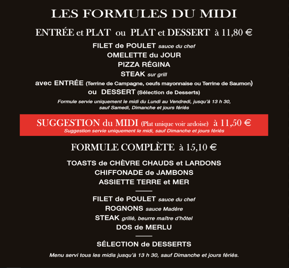 La carte et les menus du restaurant à Saint-Nicolas-de-Redon