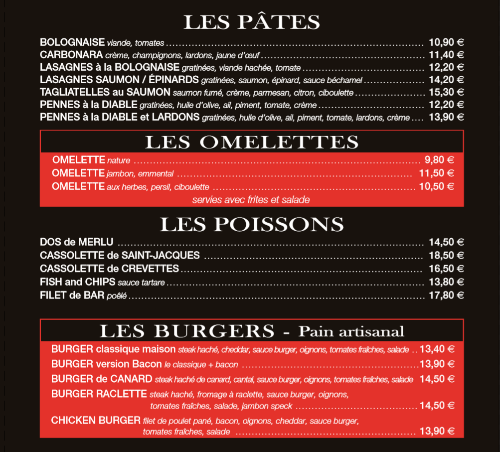 La carte et les menus du restaurant à Saint-Nicolas-de-Redon
